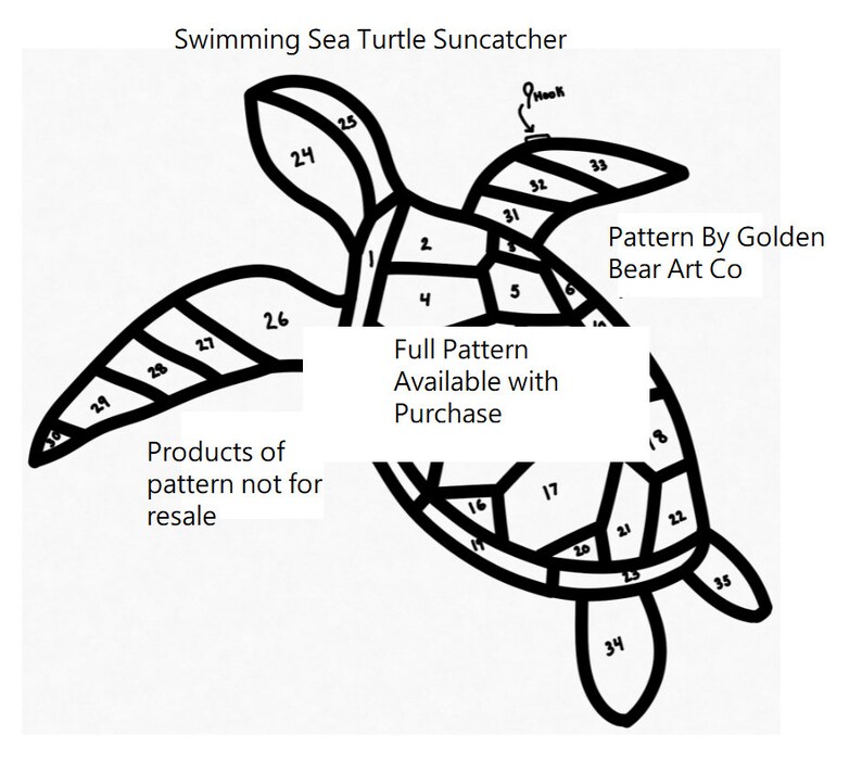 Swimming Sea Turtle Stained Glass PDF PATTERN - Etsy