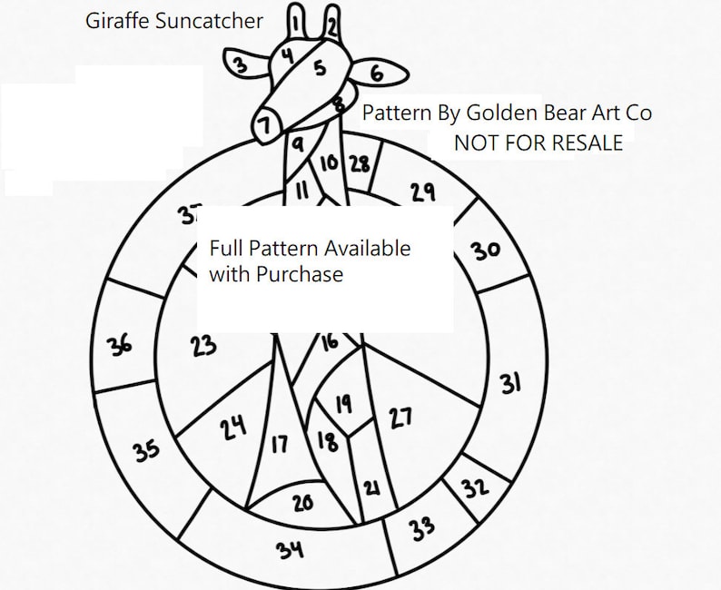 Original Giraffe Suncatcher Stained Glass PDF PATTERN - Etsy