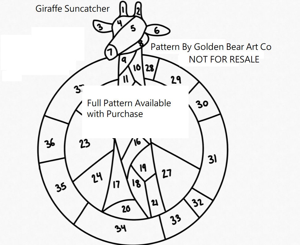 Original Giraffe Suncatcher Stained Glass PDF PATTERN - Etsy