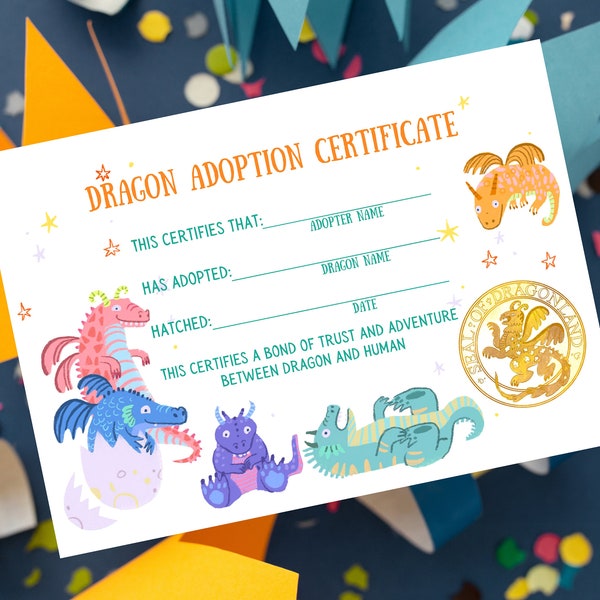 Dragon Adoption Certificate - Etsy
