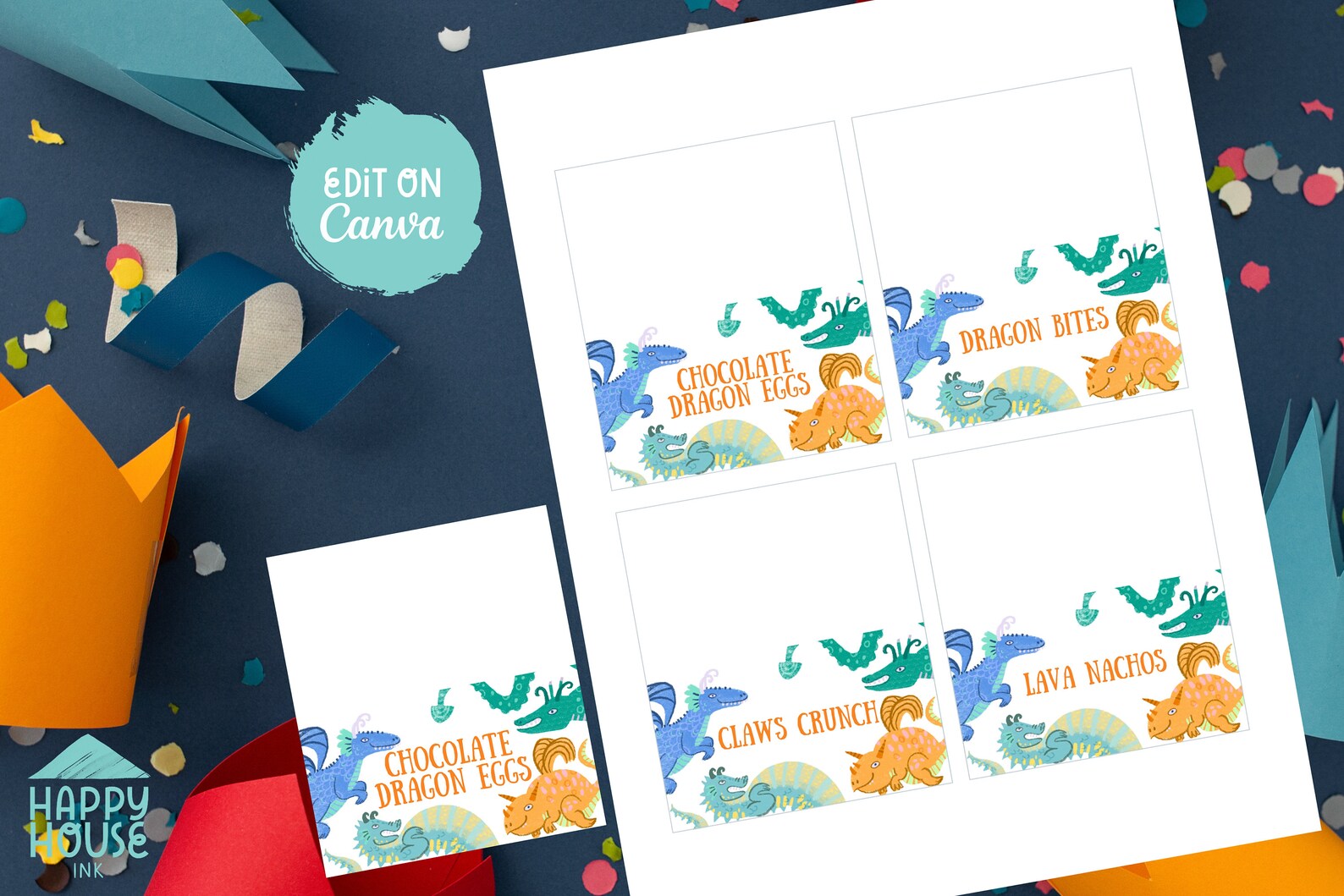 Dragons Food Tents | Dragon Party | Editable Food Tents | INSTANT ...