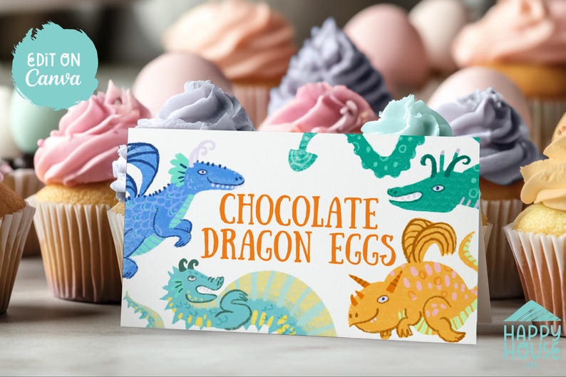 Dragons Food Tents | Dragon Party | Editable Food Tents | INSTANT ...