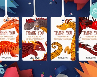 Dragons Thank You Tags Dragon Party INSTANT DOWNLOAD Print - Etsy