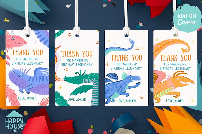 Dragons Thank You Tags | Dragon Party | INSTANT DOWNLOAD | Print - Etsy