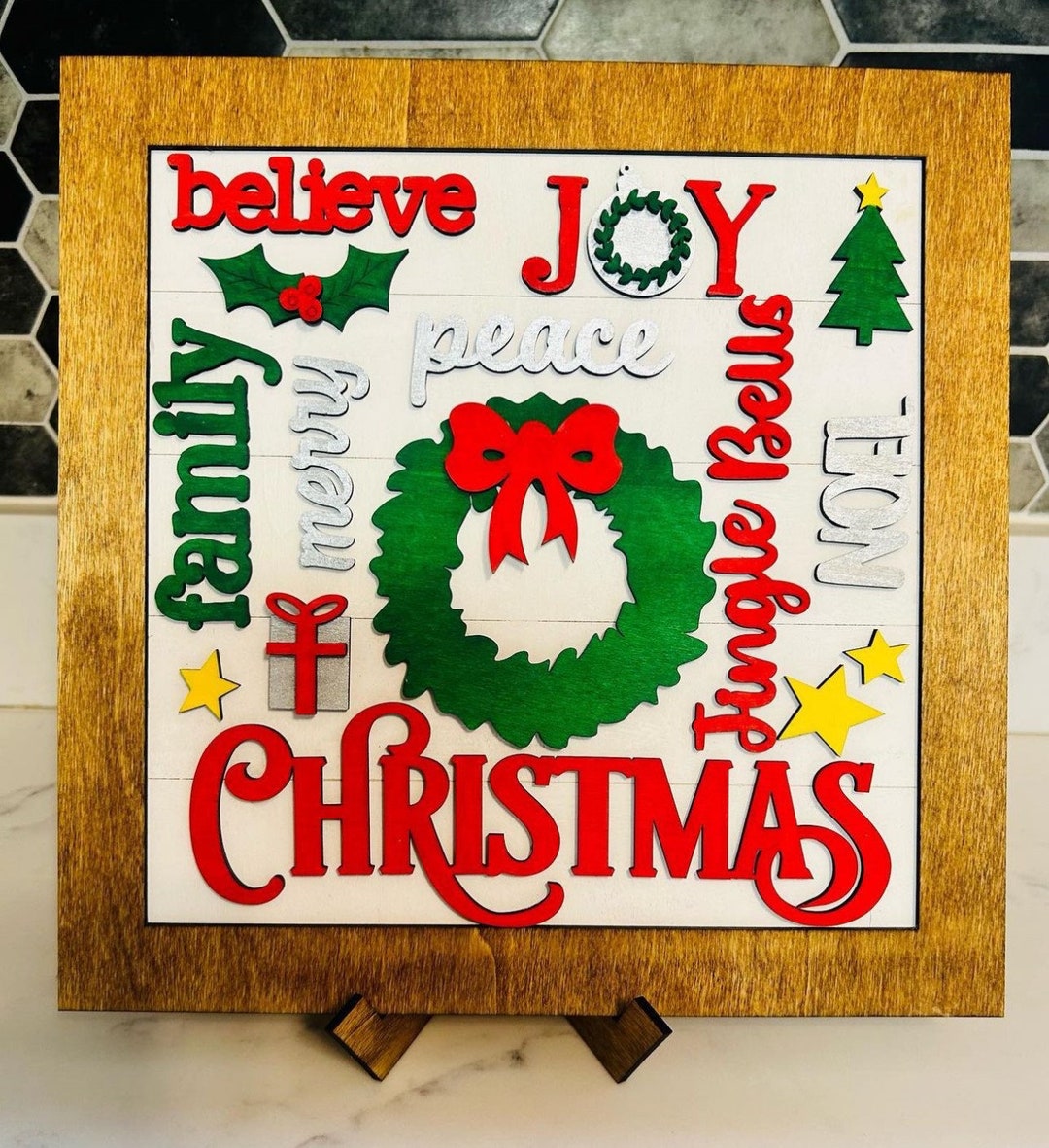 Christmas Word Jumble | Jingle Bells | Home Decor | Wooden 3-D Crafts ...