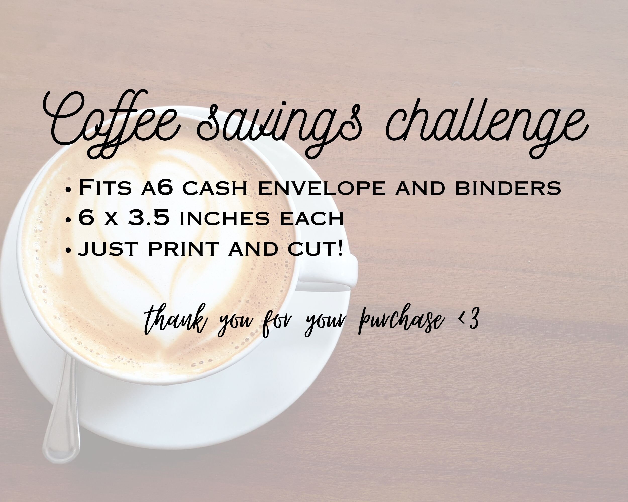 Coffee Savings Challenge, Printable Budget Binder Insert, Fits A6 Cash ...