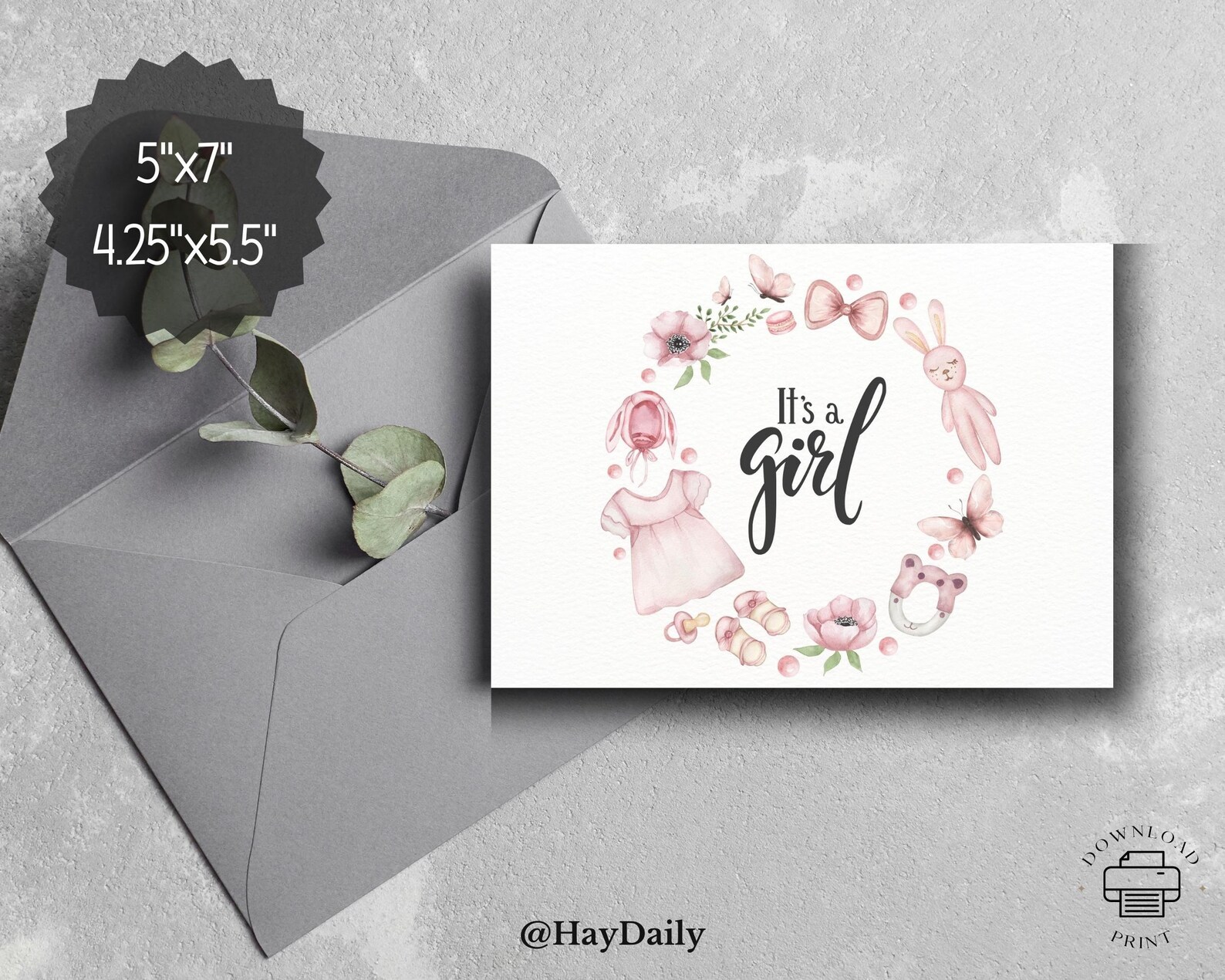 Welcome Baby Printable Card / Instant Download PDF / Card Template ...