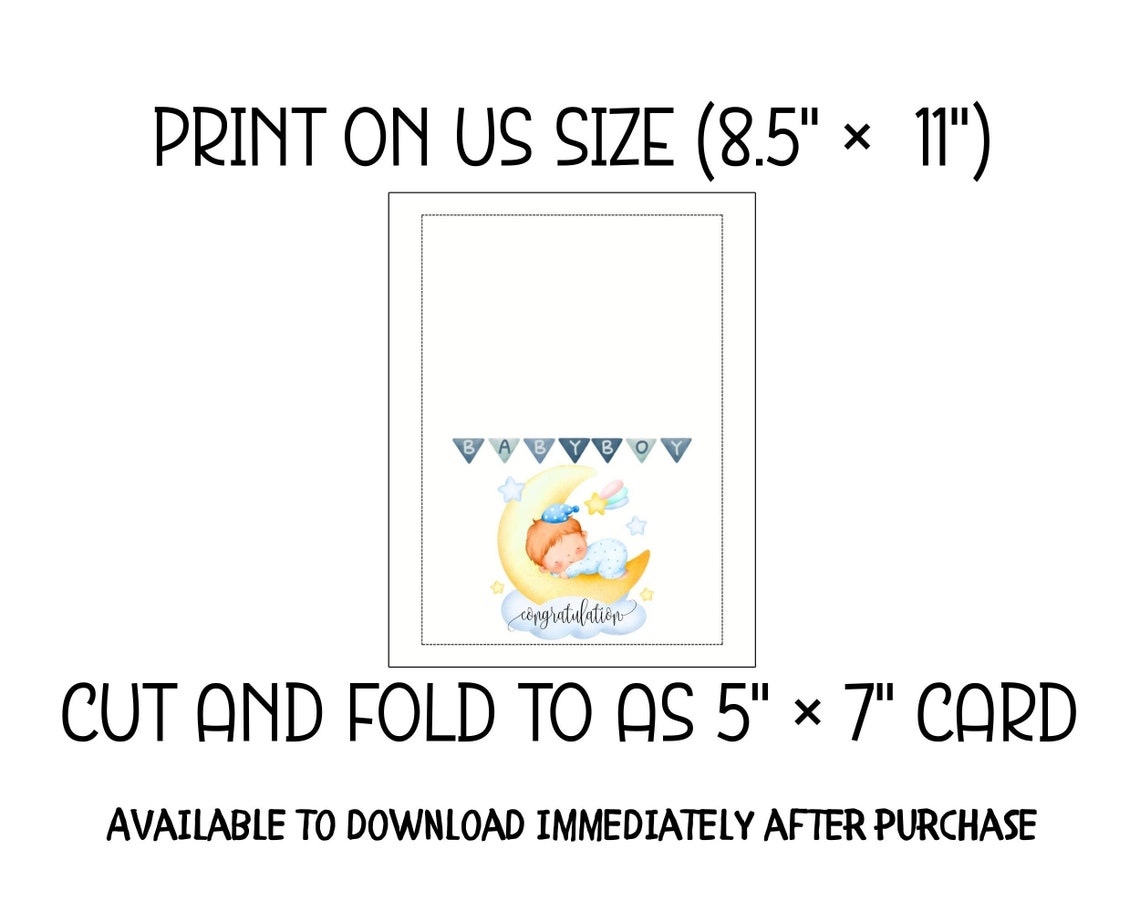 Welcome Baby Printable Card / Instant Download PDF / Card Template ...