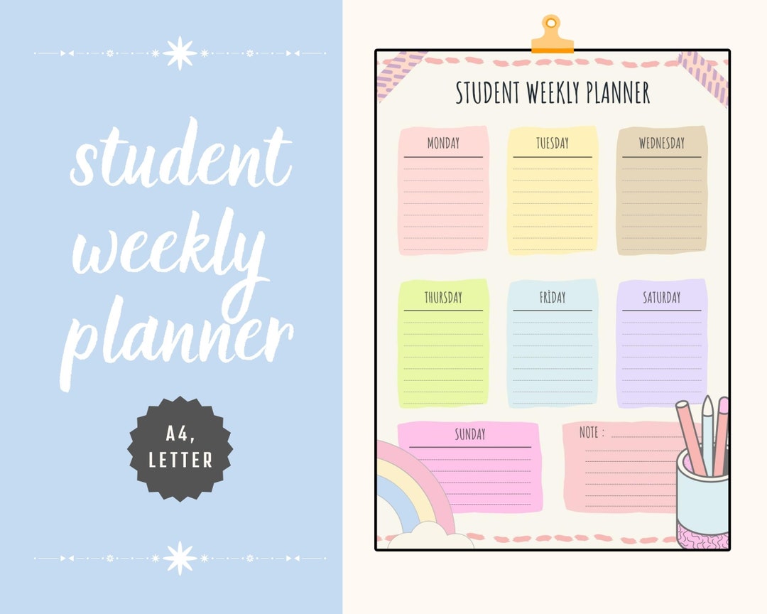Daily Planner, Digital Planner, Printable Planner, Students Weekly ...
