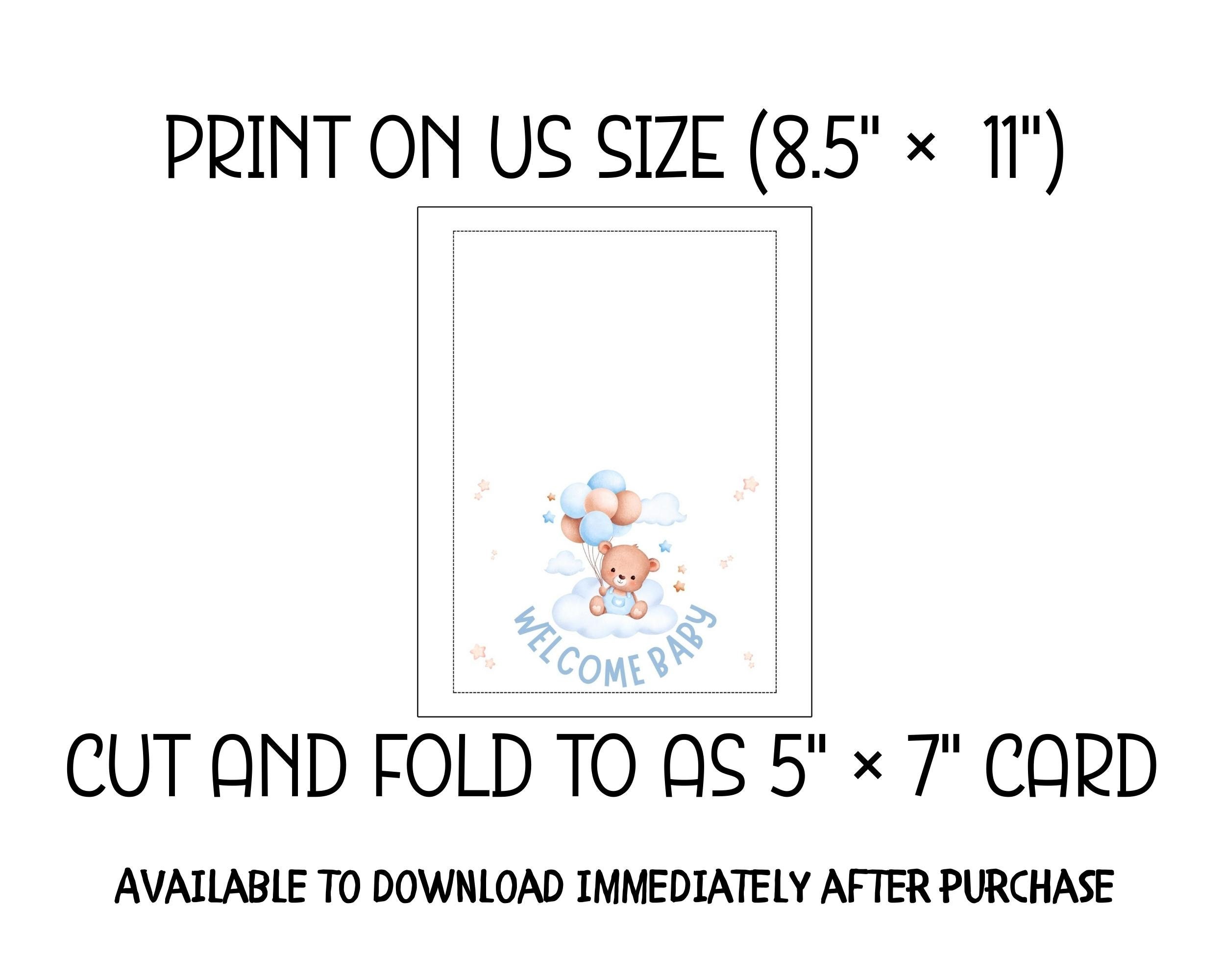 Welcome Baby Printable Card / Instant Download PDF / Card Template ...
