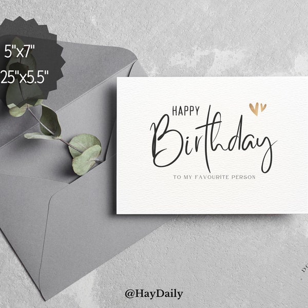 Happy Birthday Favourite Person Card - Etsy