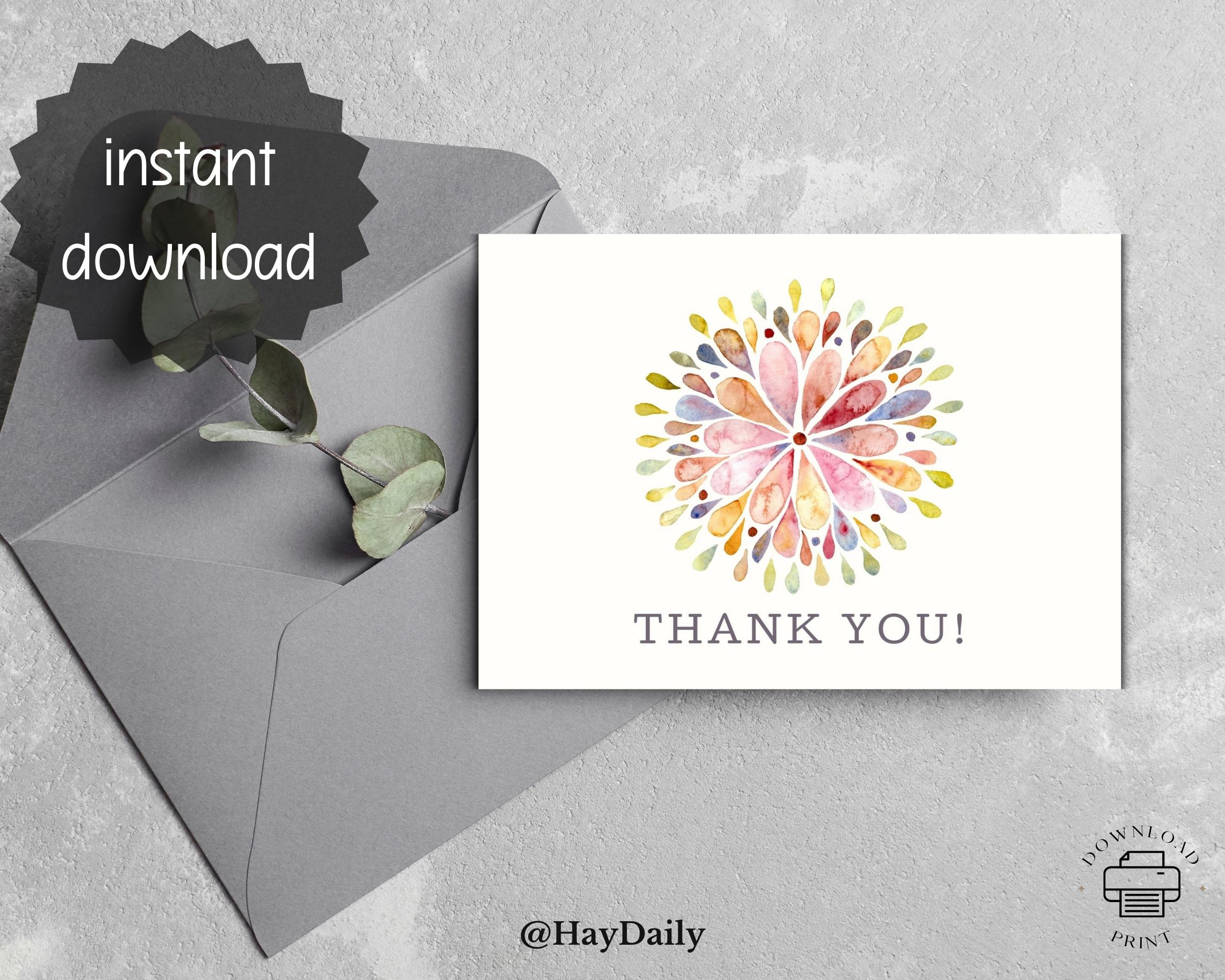 Thank You Printable Card / Instant Download PDF / Card Template / A2 ...