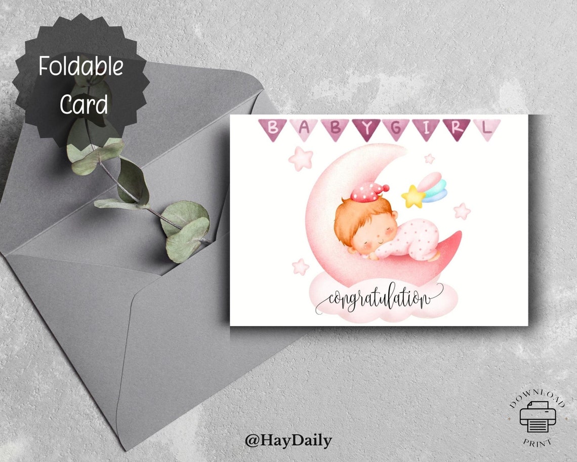Welcome Baby Printable Card / Instant Download PDF / Card Template ...