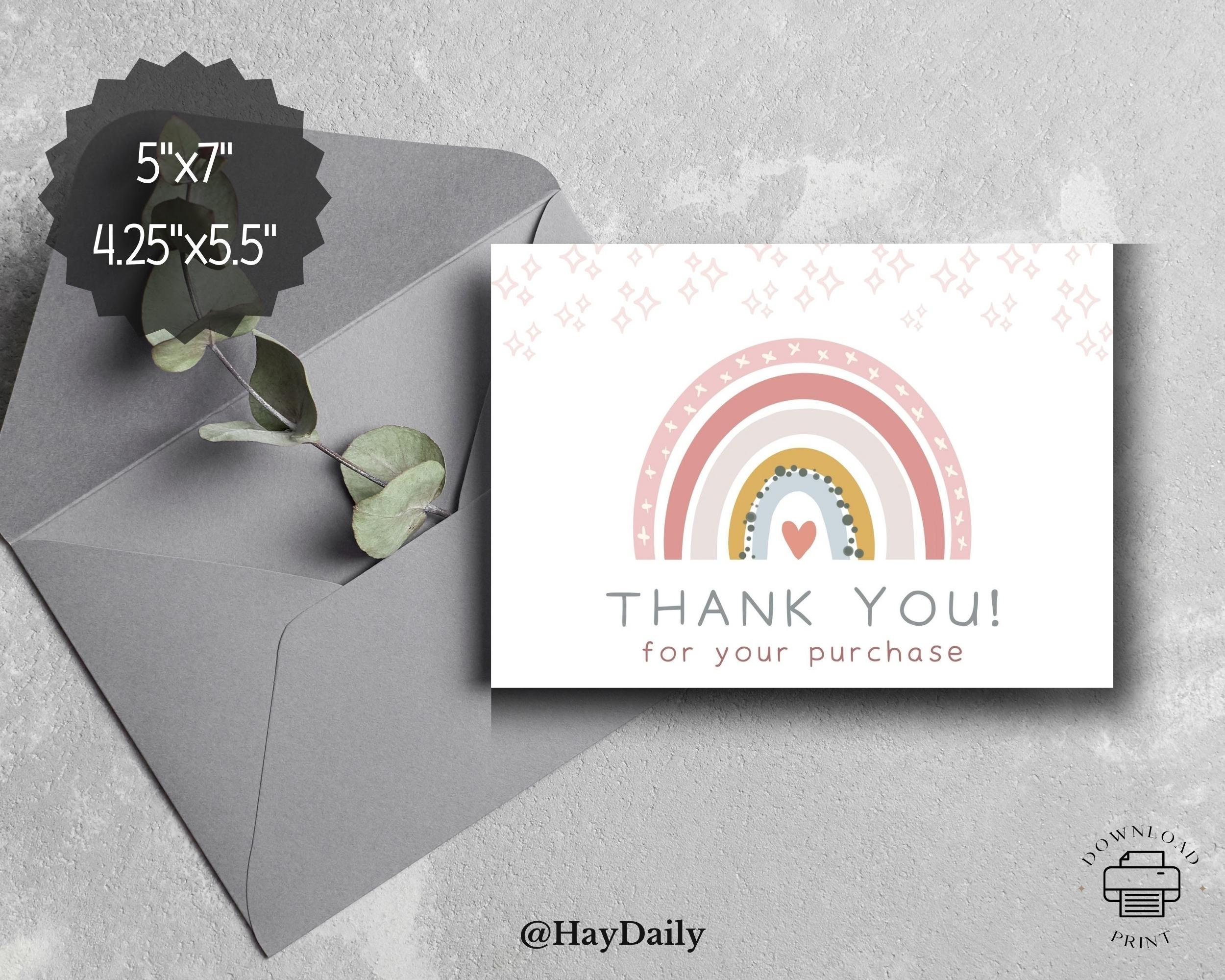 Thank You Card Template, Printable Thank You Package Insert, Small ...