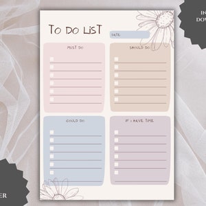 Daily to Do List Printable, Daily Task List Template PDF, Daily ...