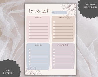 Daily to Do List Printable, Daily Task List Template PDF, Daily ...