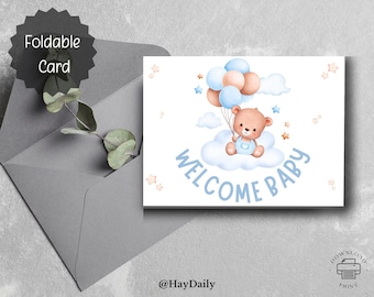 Welcome Baby Printable Card / Instant Download PDF / Card Template ...