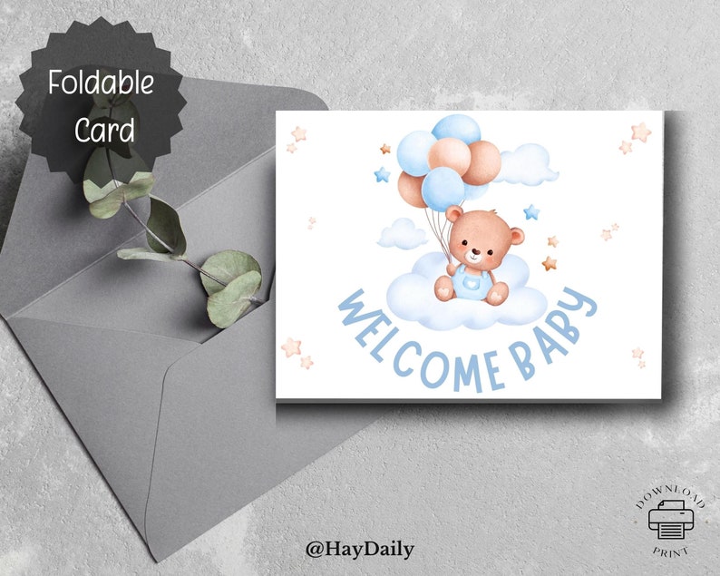 Welcome Baby Printable Card / Instant Download PDF / Card Template ...