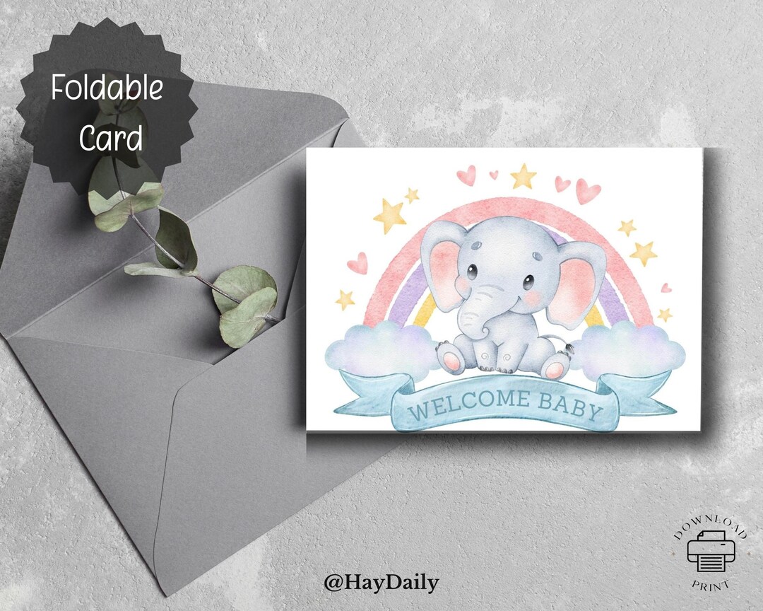 Welcome Baby Printable Card / Instant Download PDF / Card Template ...