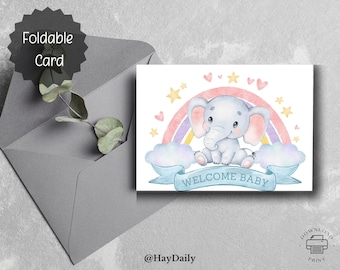 Welcome Baby Printable Card / Instant Download PDF / Card Template ...