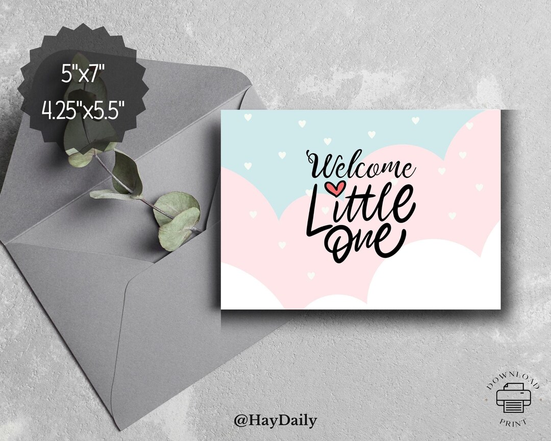 Welcome Little One Printable Card /baby Card Template / - Etsy