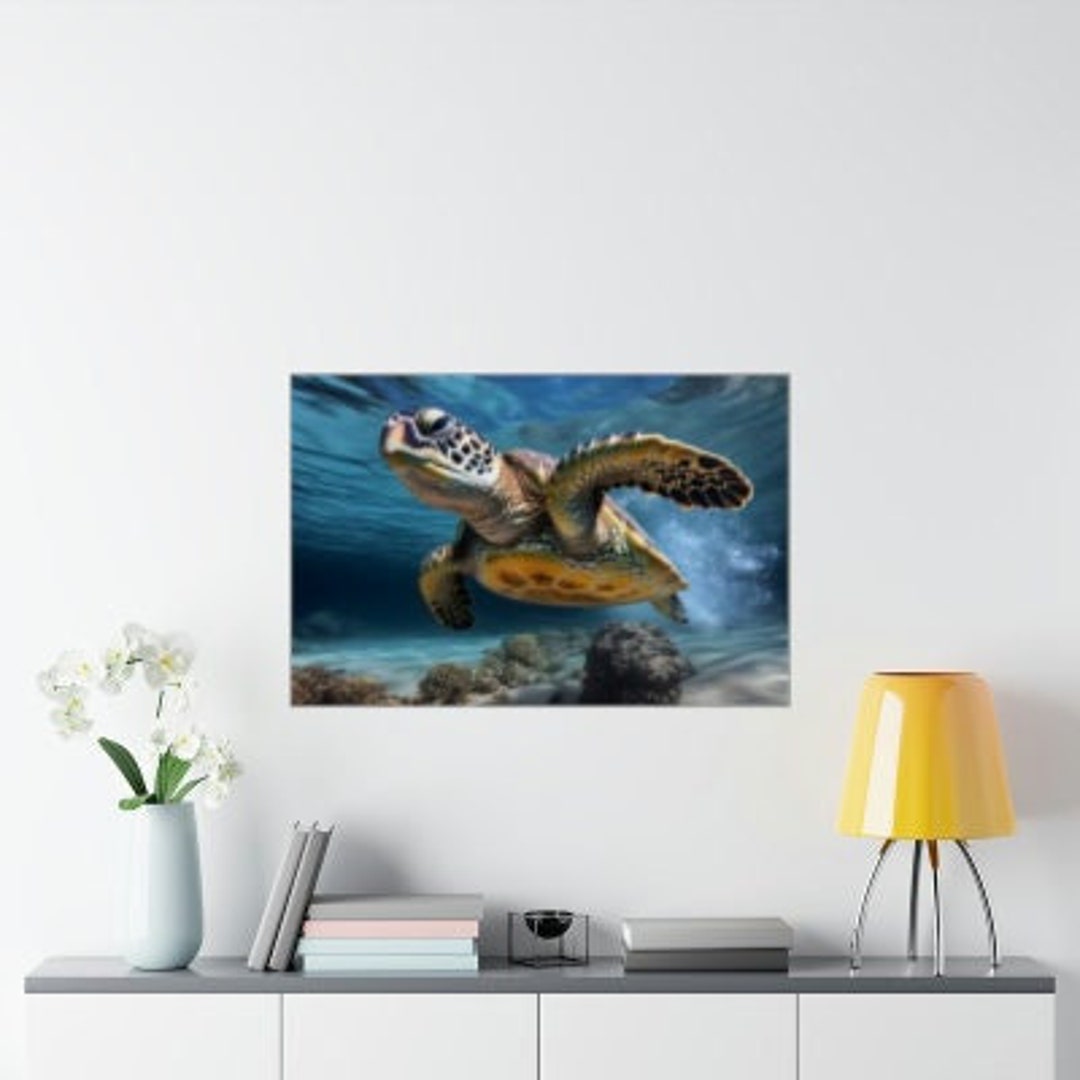 Hawaiian Green Sea Turtle Honu Matte Horizontal Posters - Etsy