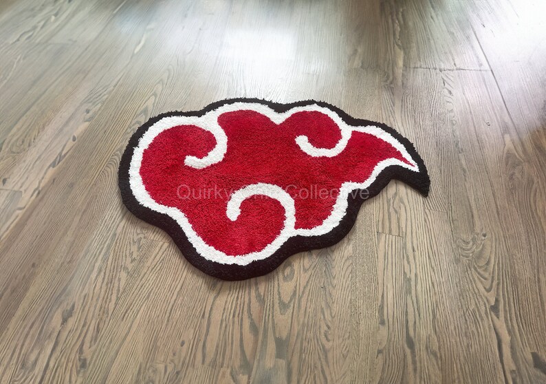 Tufted Naruto Akatsuki Red Cloud Rug Custom Rugs Handmade - Etsy