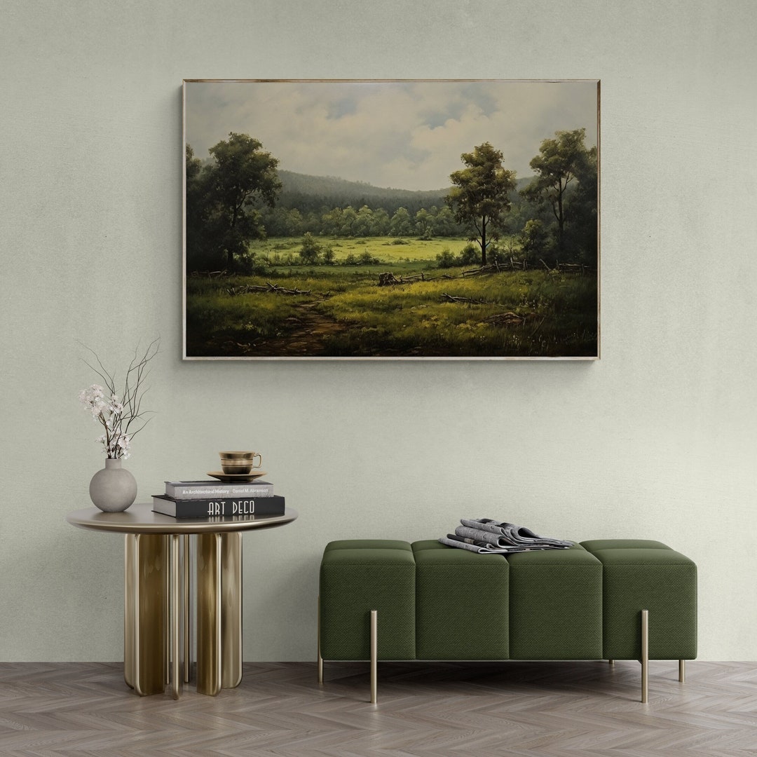Vintage Countryside Wall Art Meadow Green Grassy Field - Etsy
