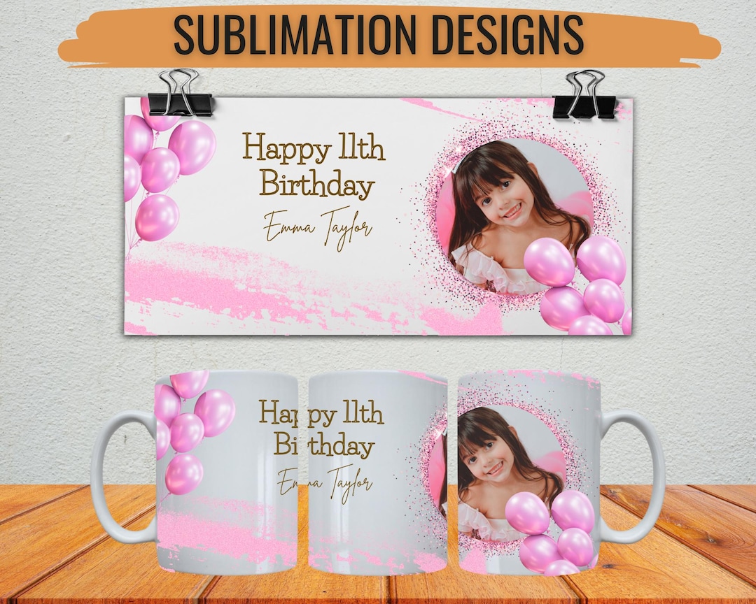 Personalized Photo Birthday Mug Template: Custom Coffee Cup Design ...