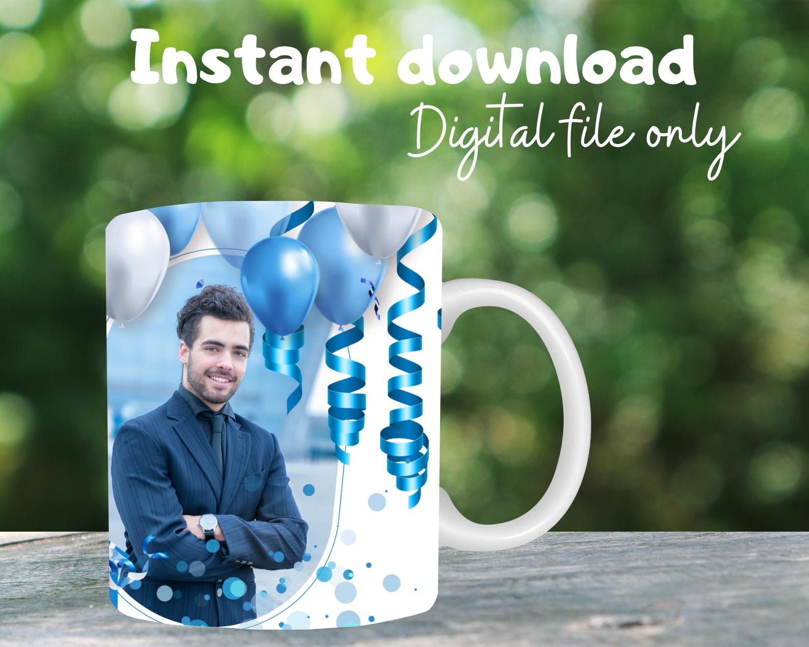 Happy Birthday Photo Mug Template for Men and Woman: Editable Canva ...