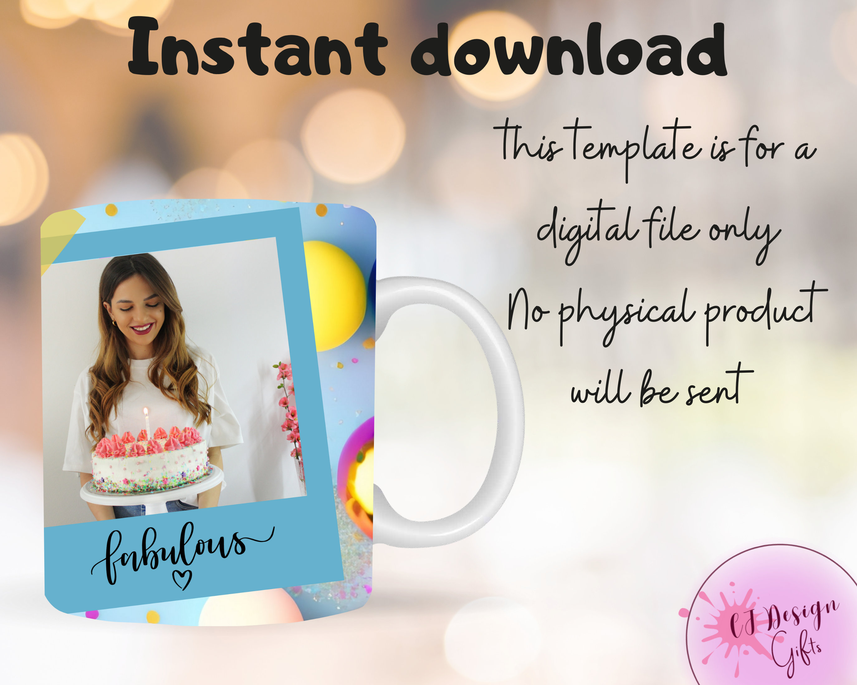 Happy Birthday Photo Mug Template: Editable Canva Design (digital ...