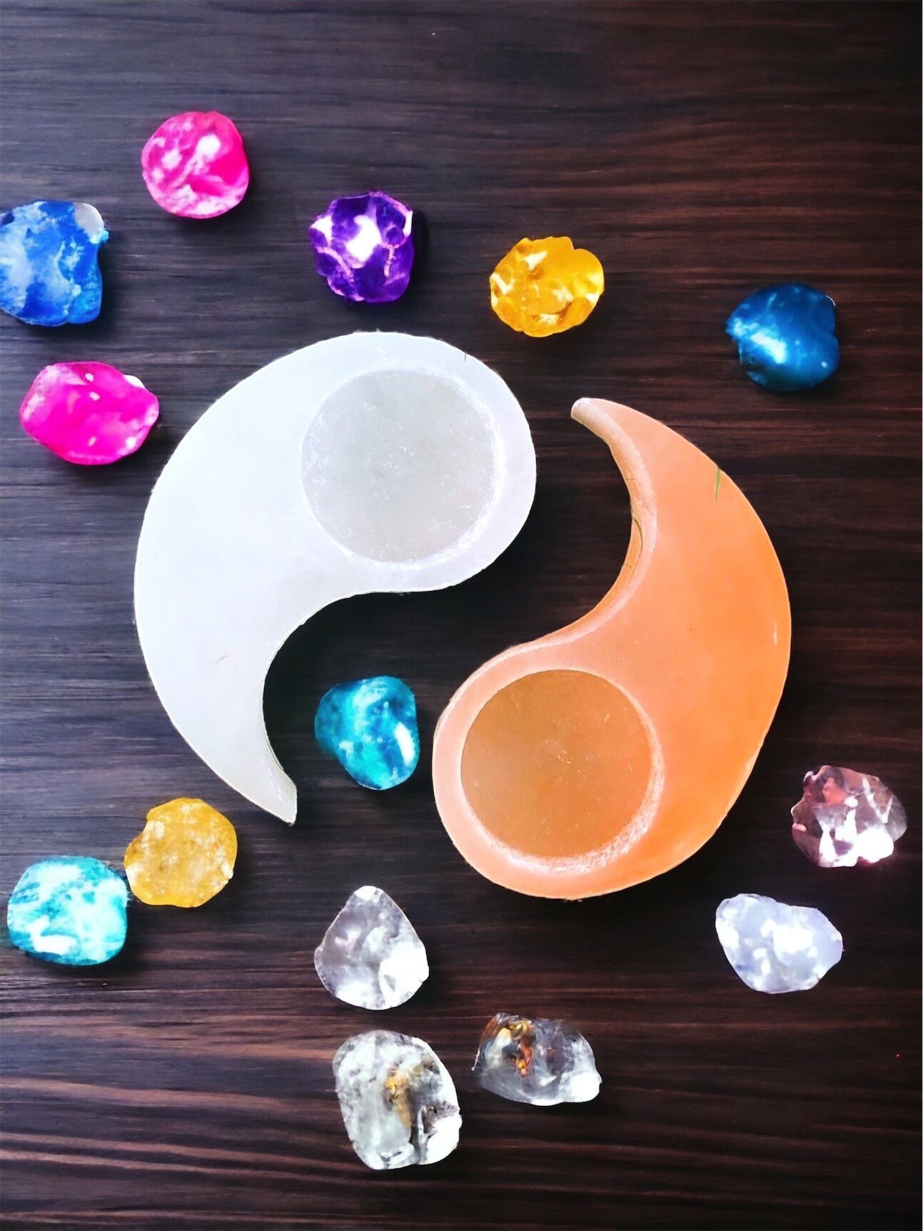 Yin Yang Selenite Tea Light Holder, Calming Stone, Yin Yang Crystal ...