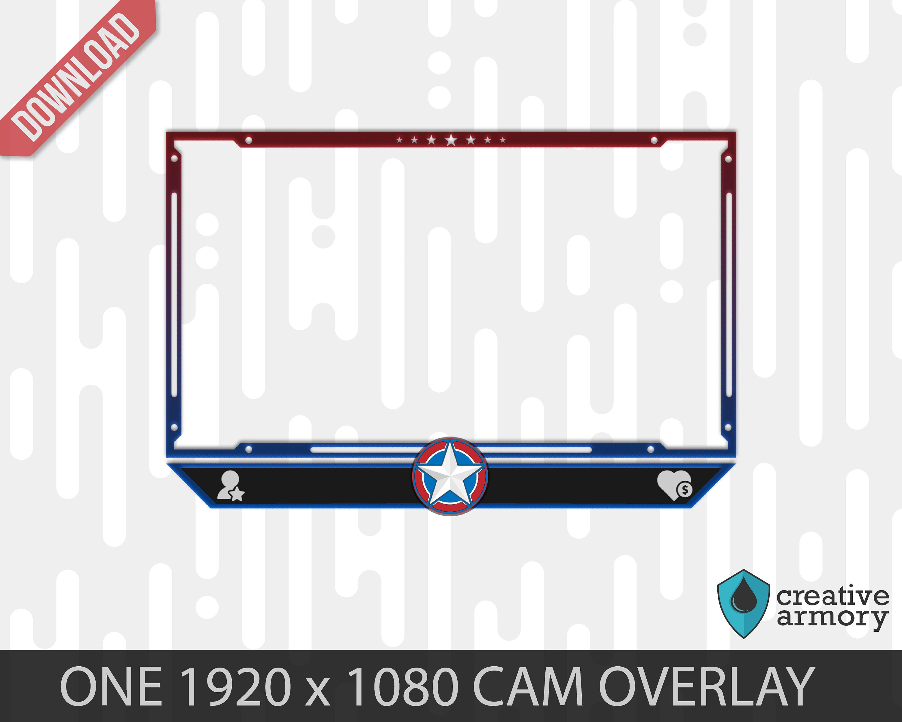 Captain America Themed Twitch Panels & Cam Box Overlay | Gaming ...