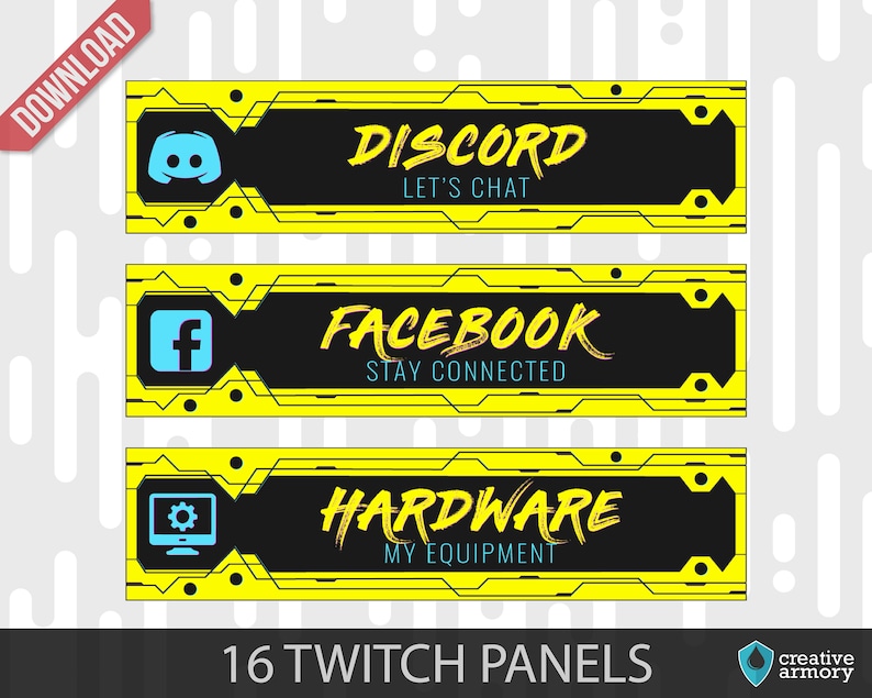 16 Cyber Punk Themed Twitch Panels | Downloadable | Gaming Overlays ...