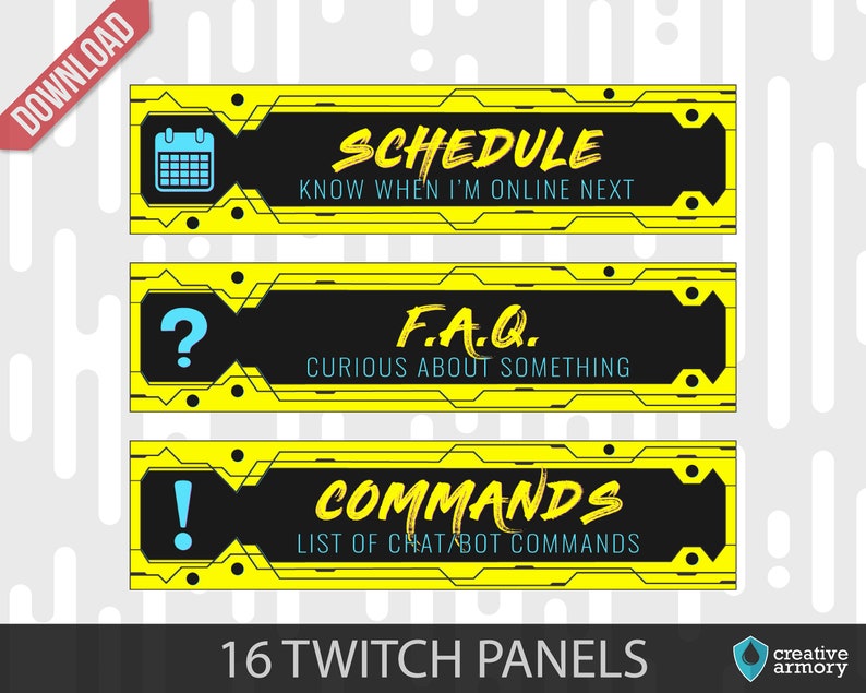 16 Cyber Punk Themed Twitch Panels Downloadable Gaming Overlays ...
