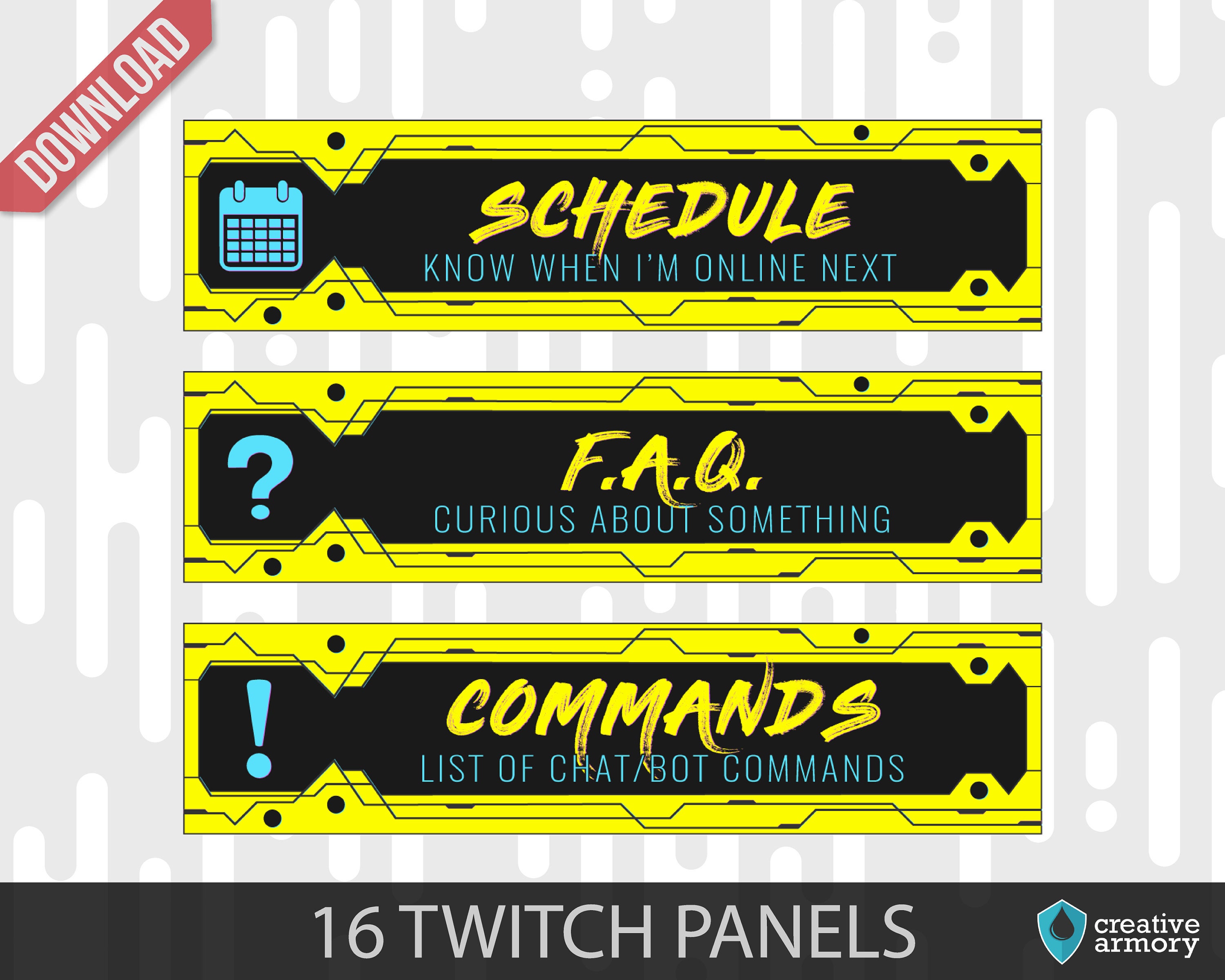 16 Cyber Punk Themed Twitch Panels Downloadable Gaming Overlays ...