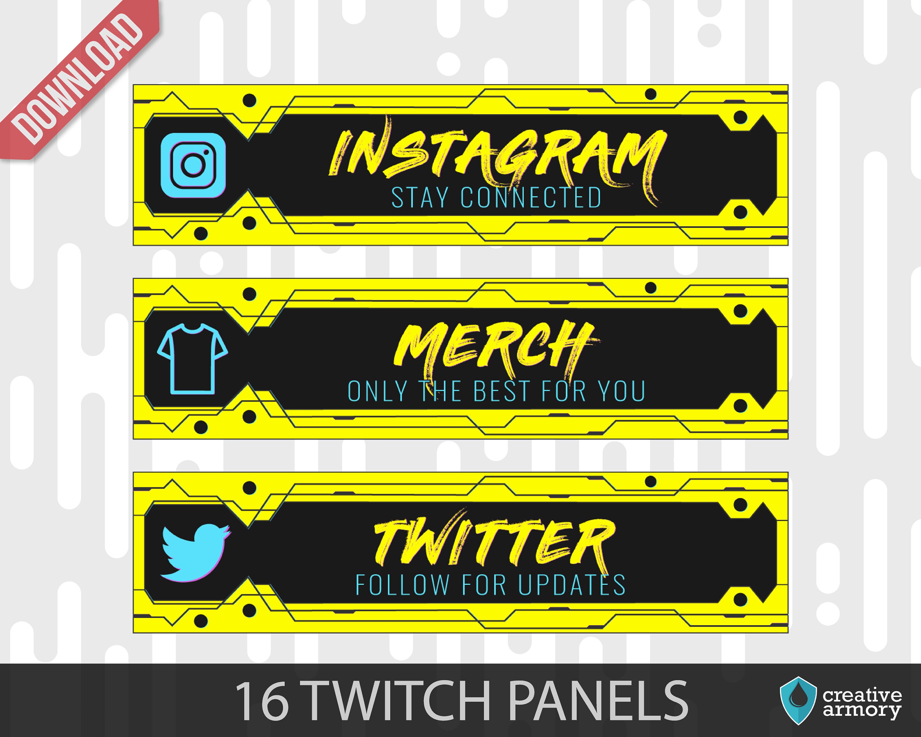 16 Cyber Punk Themed Twitch Panels Downloadable Gaming Overlays ...