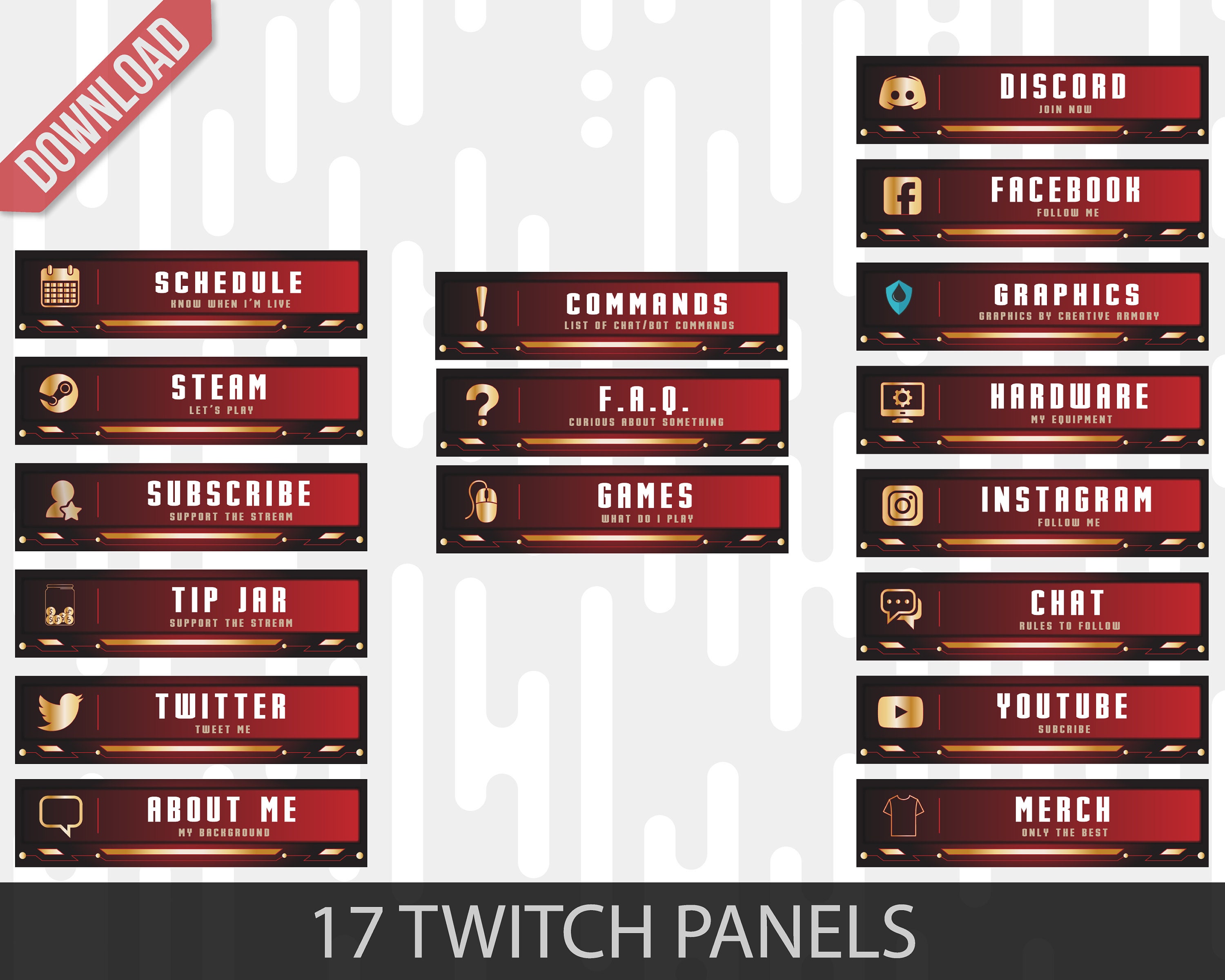 Iron Man Themed Twitch Panels & Cam Box Overlay Gaming Overlays ...