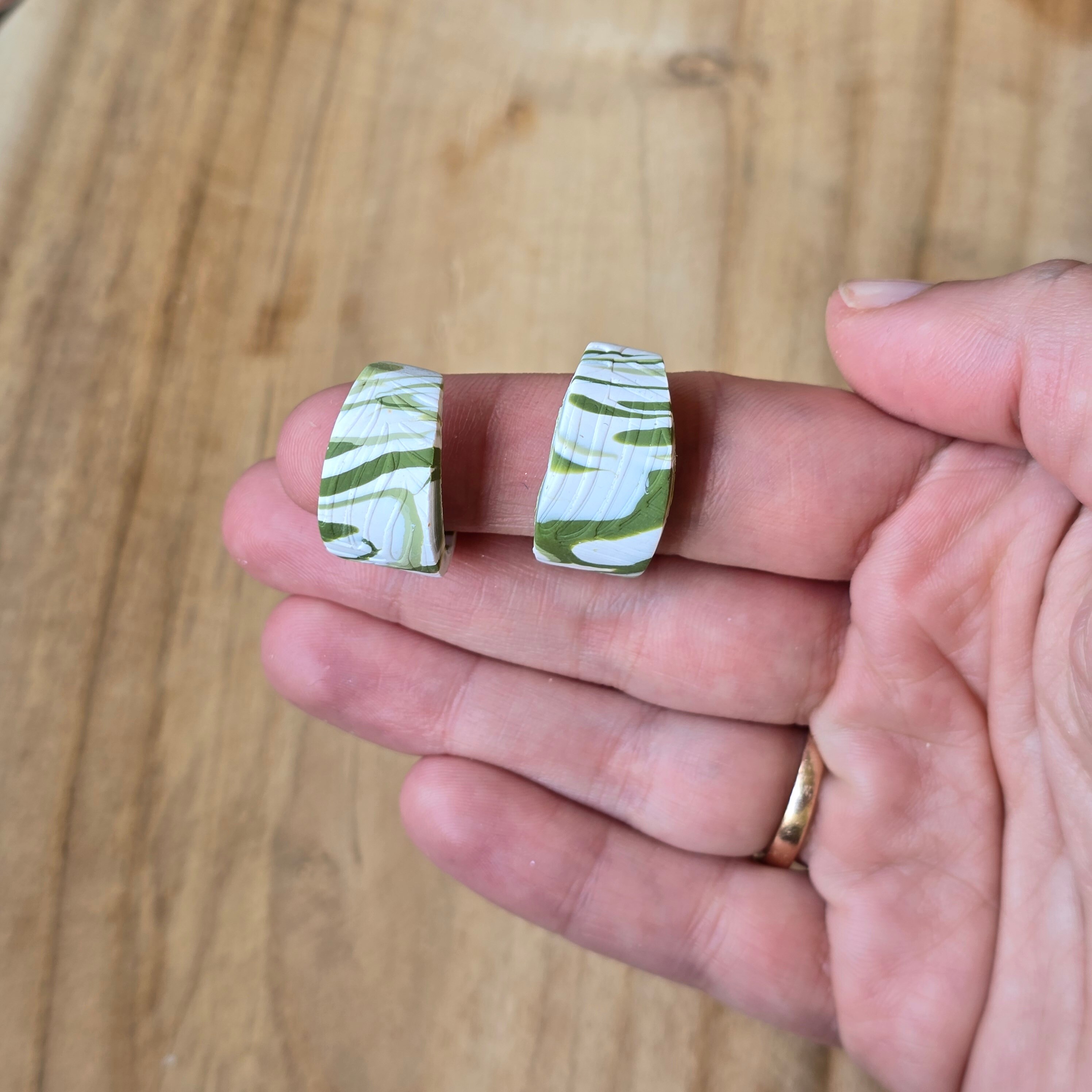 Green Marble Earrings White Marble Earrings White Polymer Clay Earrings ...