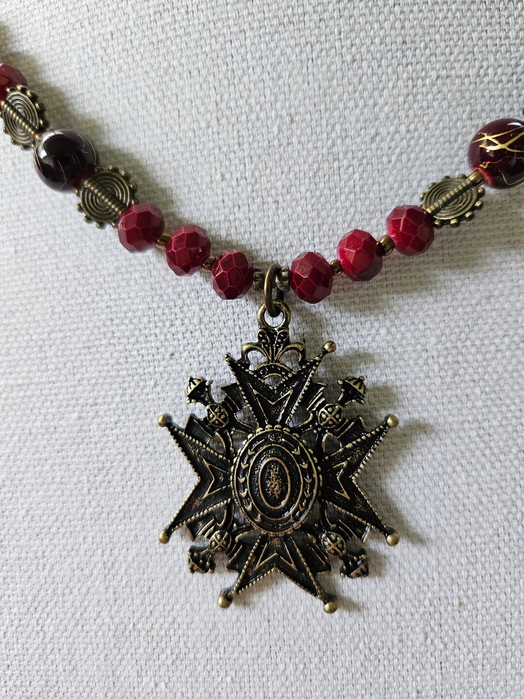 Cross Medallion Blood Red Long Costume Jewelry Perfect for Halloween - Etsy