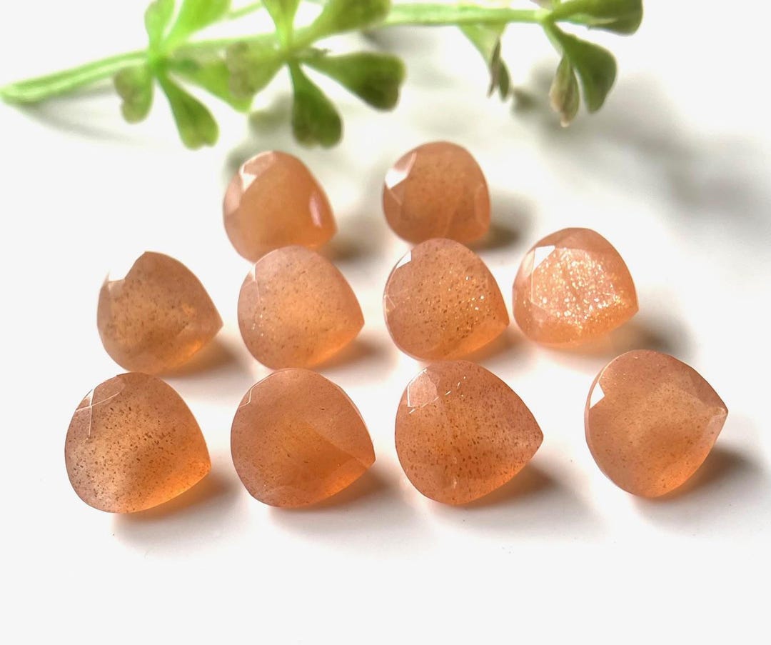 10 Faceted Natural Sunstone Gemstones, Heart Shape (10x10 MM) - Etsy