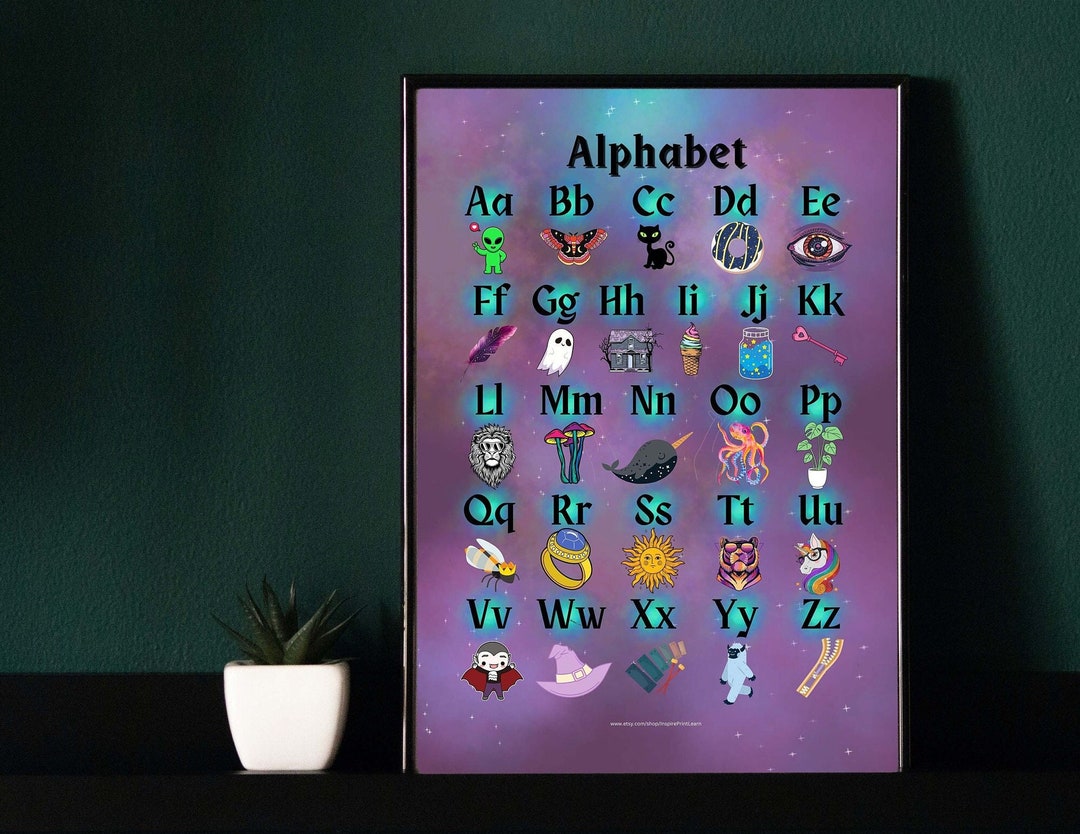 Magical Alphabet Learning Poster Digital Print Witchy Spooky Mystical ...