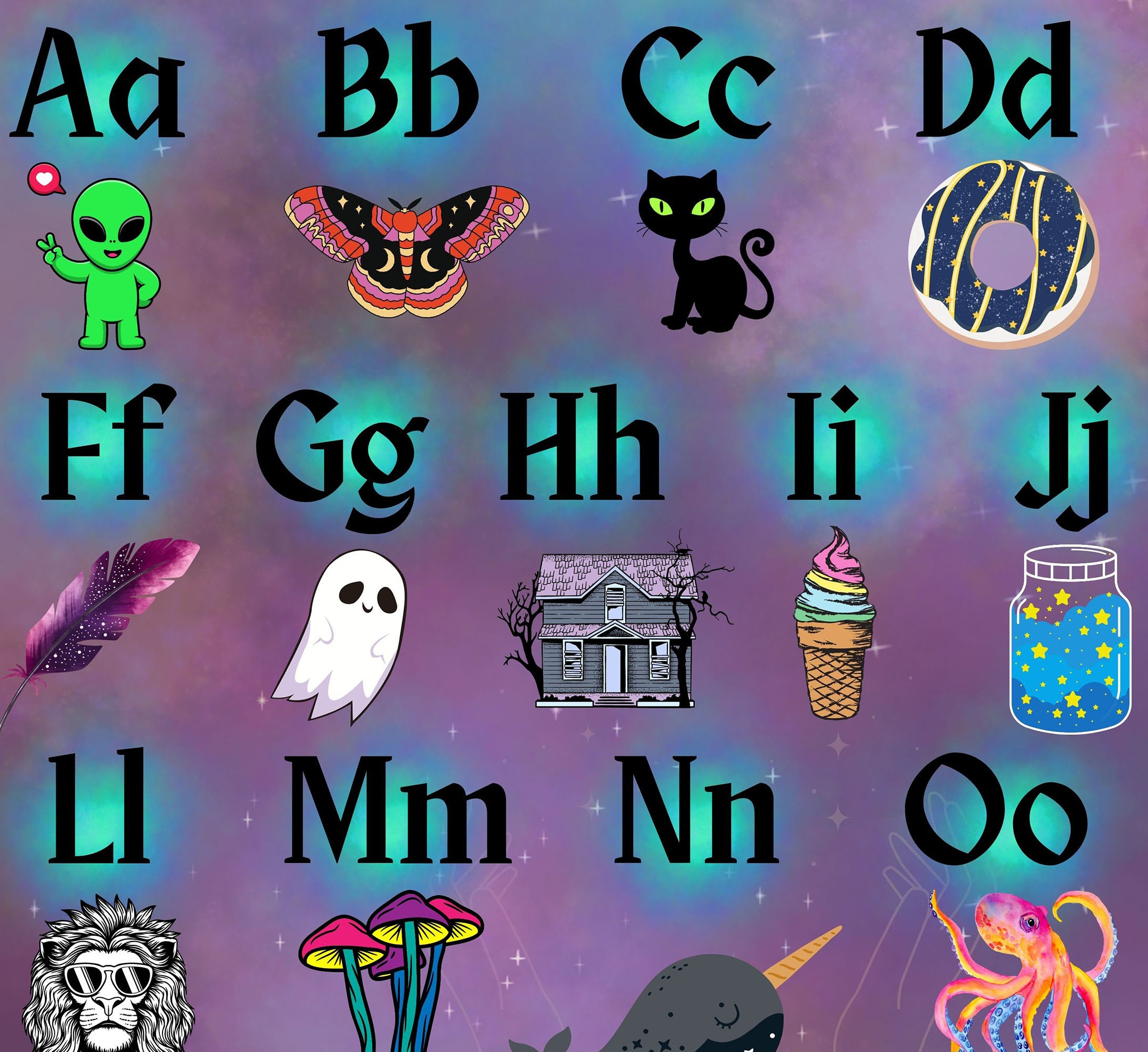 Magical Alphabet Learning Poster Digital Print Witchy Spooky Mystical ...