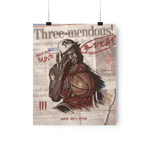 Michael Jordan 3peat Poster - Etsy