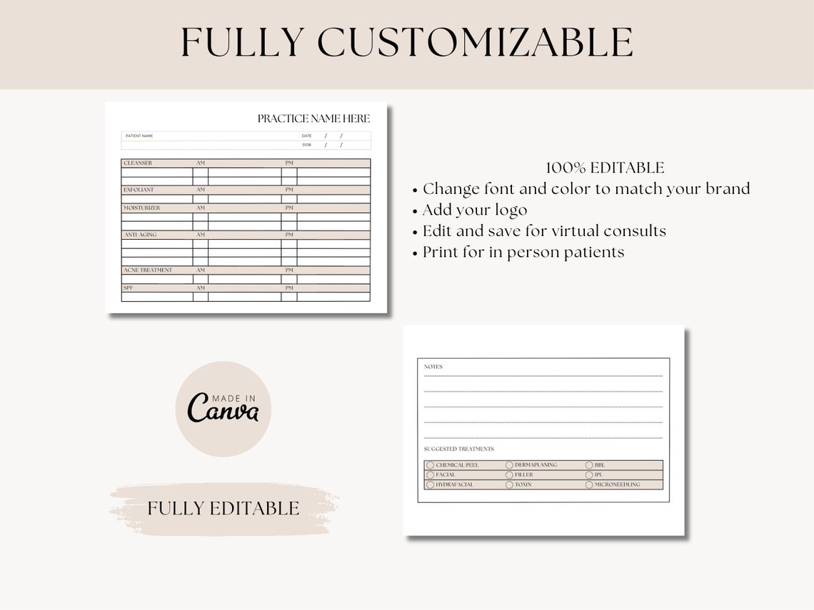 Editable Esthetician Skincare Routine Rx Card Template - Etsy