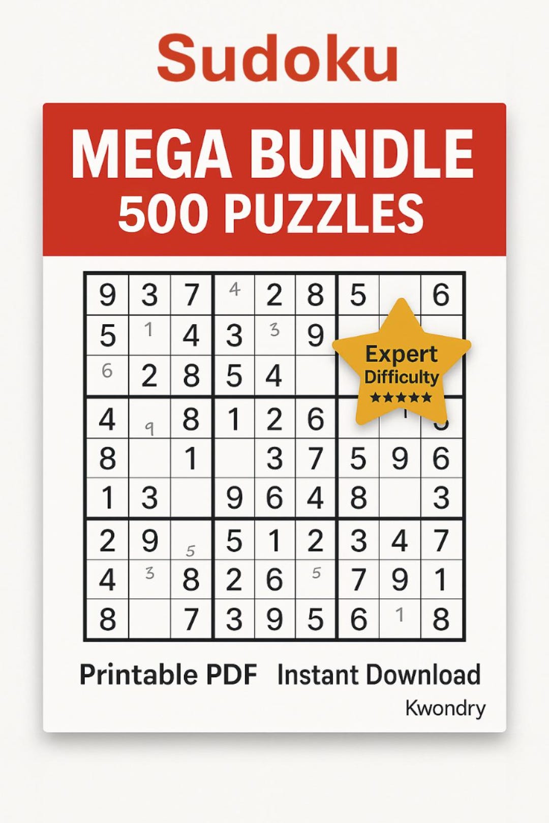 Sudoku Expert Level Bundle – 500 Hard Puzzles + Solutions | Instant ...