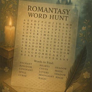 100 Romantasy Word Search Puzzles – Printable Book for Fantasy Lovers ...