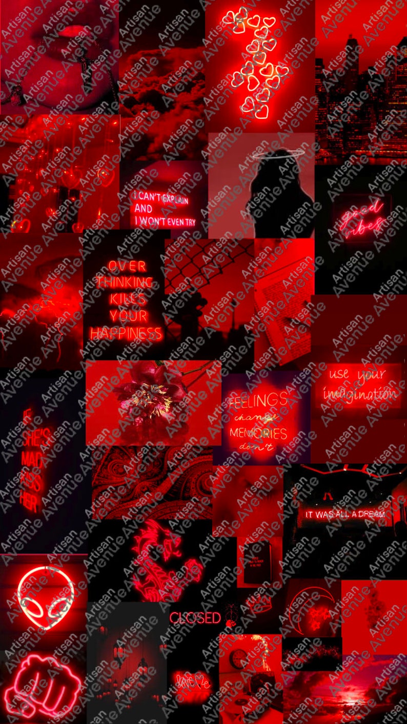 Neon Red Phone Wallpaper - Etsy