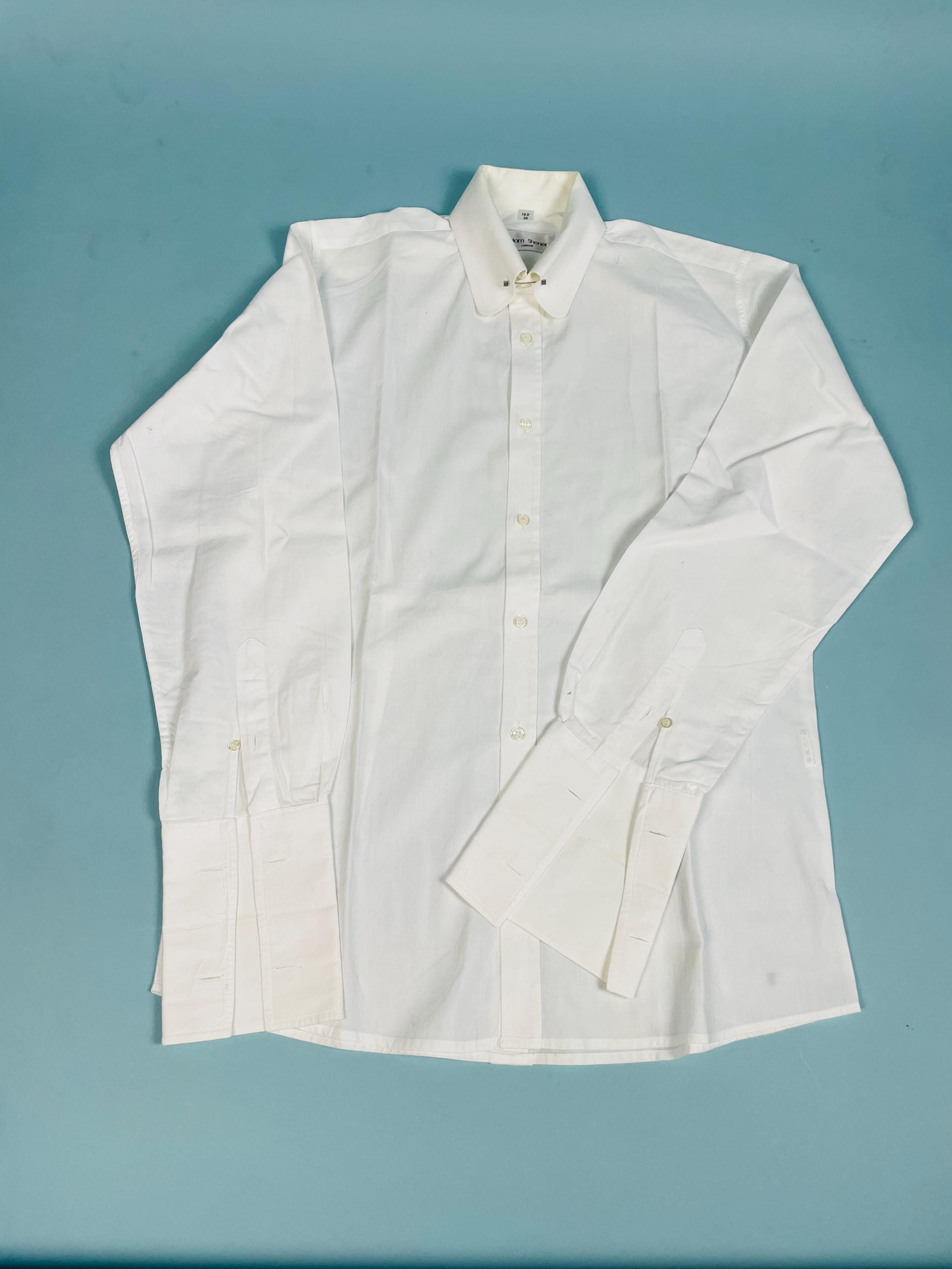 Men’s 1960s Style Pin-through Collar, French-cuffed Dress Shirt by ADAM ...