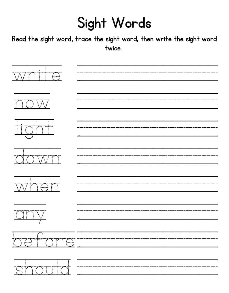 Sight Word Practice - Etsy